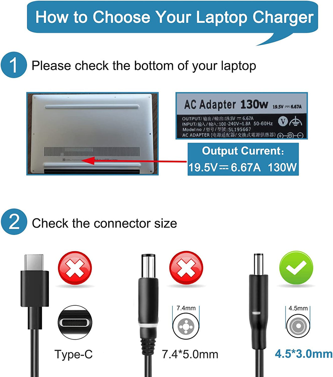 130w Dell Inspiron 16 Plus 7620 charger power cord 4.5tip